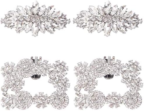 Amazon.com: Chargances 1 Pair Rhinestone Wedding Shoe Clips Square ...
