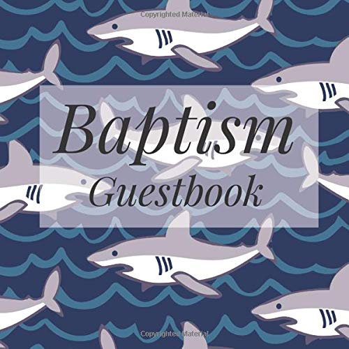 Baptism Guestbook: Sharks Underwater Creatures Fish Waves Theme - Holy ...