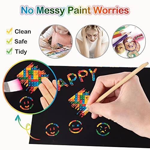 Snapklik.com : 60Pcs Scratch Art Paper Set For Kids, Rainbow Magic ...