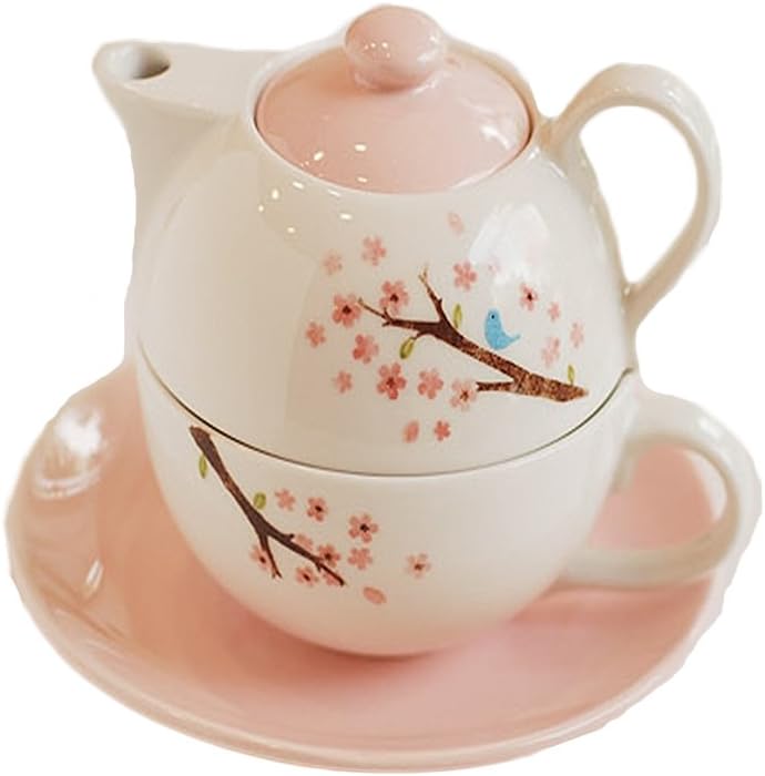 Amazon.com | MOY Pastel Flower Tea for One Set with Infuser Saucer: Tea ...