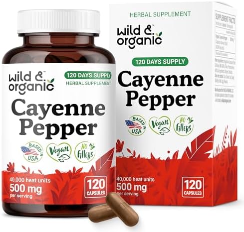 Amazon.com: Wild & Organic Cayenne Pepper Capsules 500 mg - Digestive ...