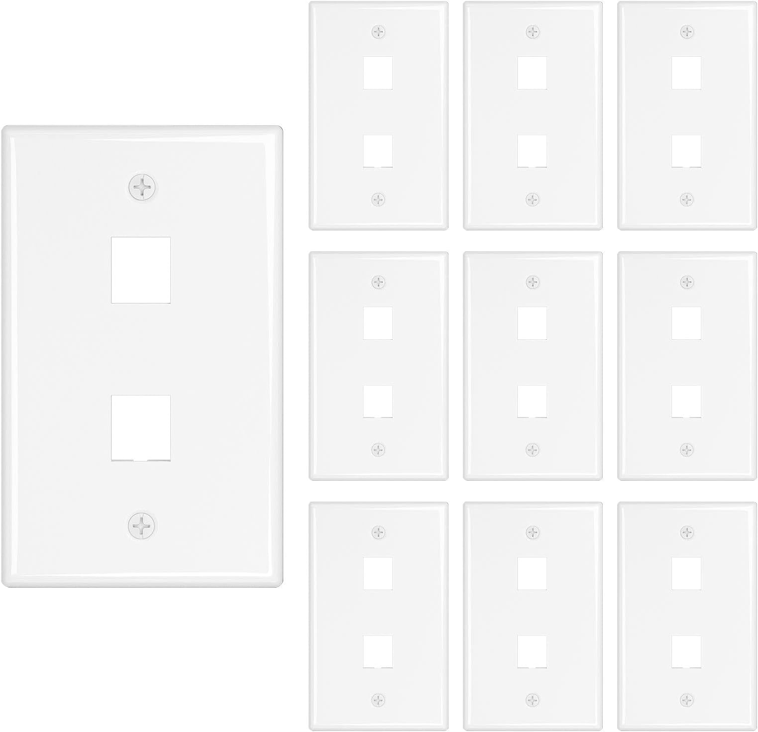 Amazon.com: 2 Port Keystone Wall Plate 10-Pack Single Gang Face plate ...