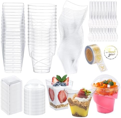 Amazon.com | MAPVOLUT 400Pcs 5oz Clear Plastic Dessert Cups Set with ...