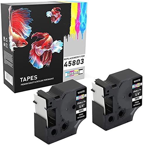 2 Compatible D1 45803 Black on White 19mm x 7m Labelling Tapes for DYMO ...