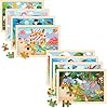 Amazon.com: 4 Packs Puzzles for Kids Ages 4-6, Wooden Animals Jigsaw ...