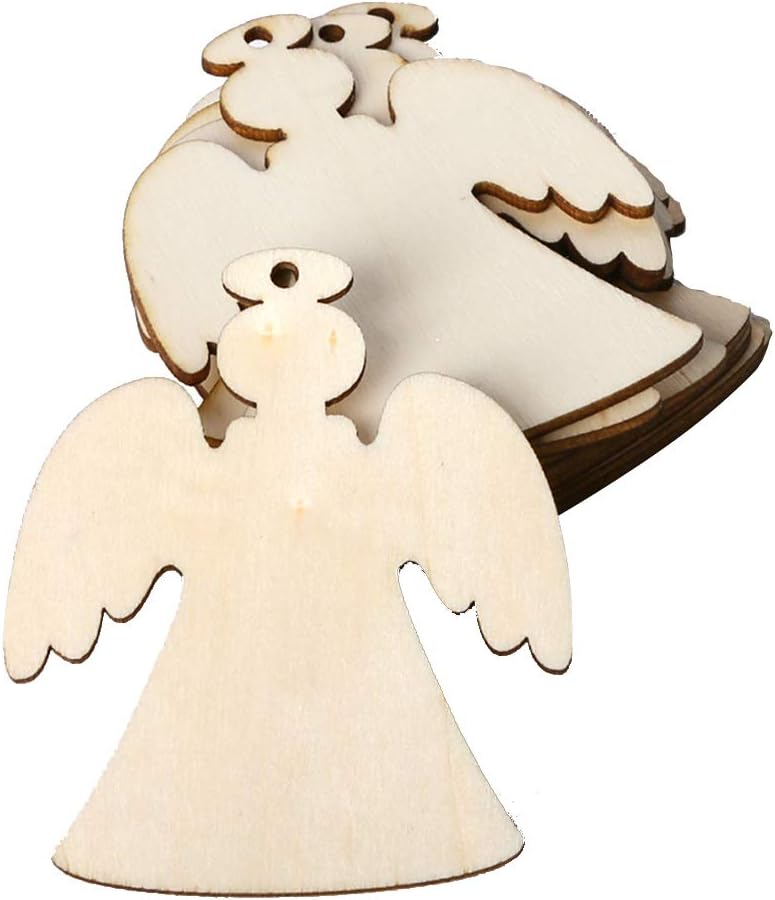 Amazon.com: Creaides 20pcs Angel Wood DIY Crafts Cutouts Wooden Angel ...