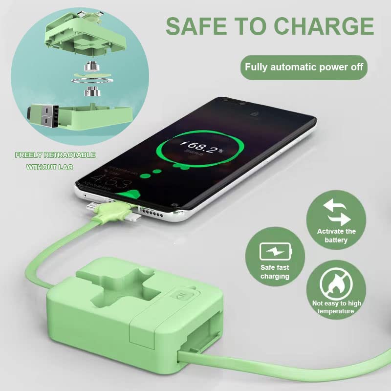 2 Pcs Three in One Charging Cable Roll, Retractable Charging Cable， 3 ...