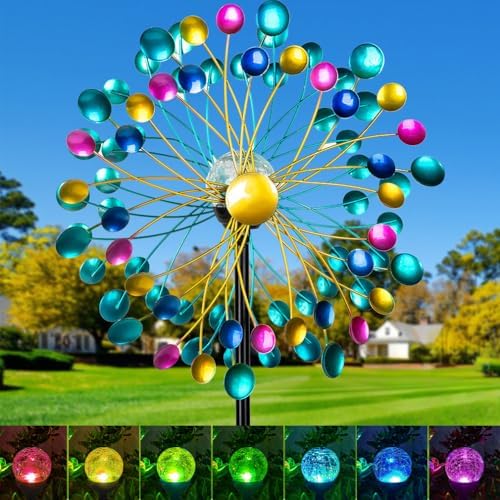 Amazon.com: Solar Wind Spinner, 38 Inch Metal Stake Yard Spinners,Solar ...