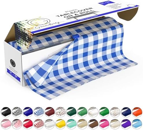 Amazon.com: Preboun 2 Pcs 40 Inch x 100 Feet Blue and White Gingham ...