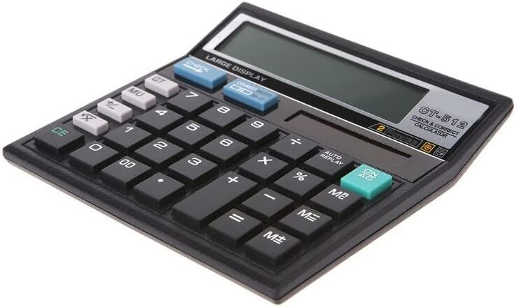 CT-512 12 Digit Dual Power Basic Calculator with Solar Power Recharge ...