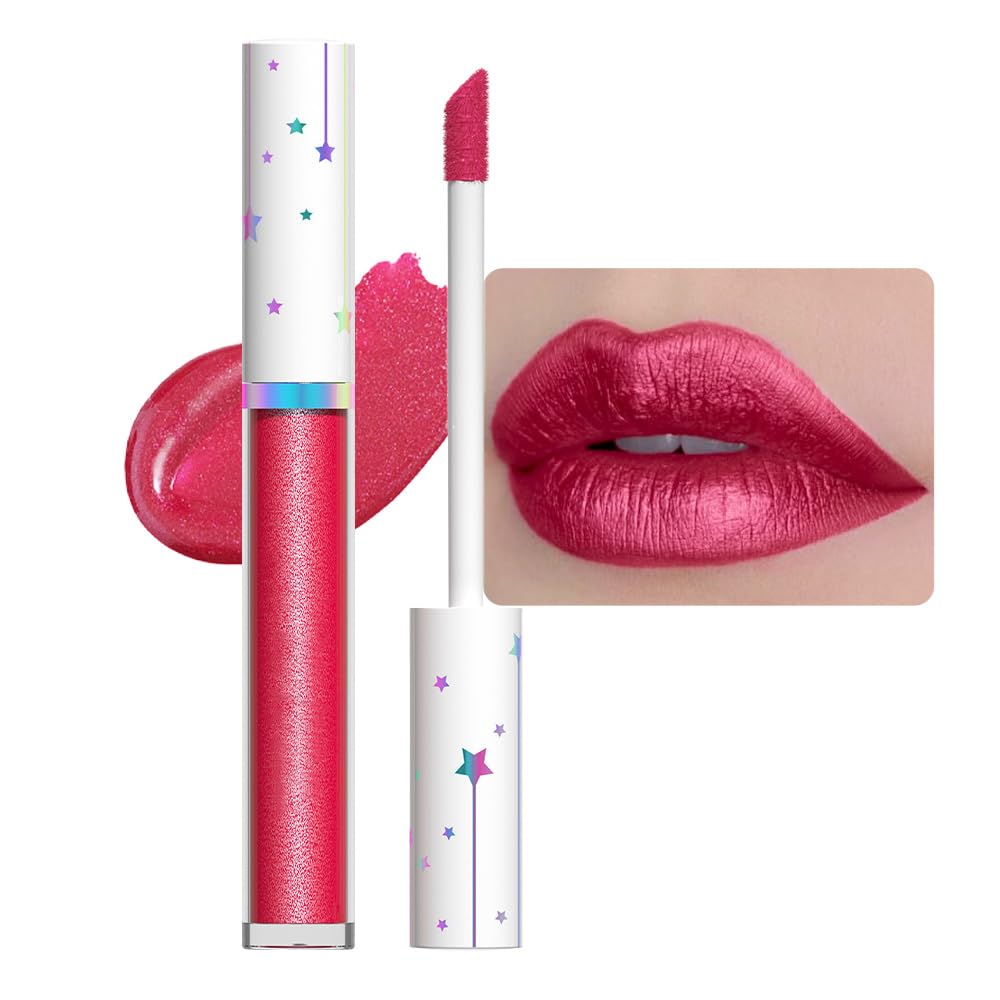 Amazon.com : evpct 1Pcs Sexy Red Metallic Glitter Lip Gloss Stain ...