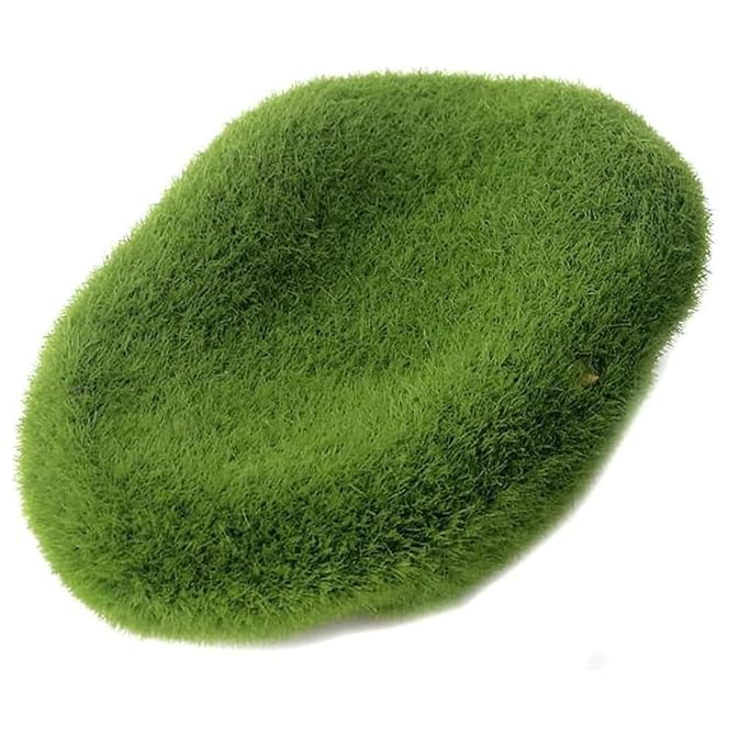 animaux Green Pebble Artificial Flocking Moss Covered Stone Ball Decor ...
