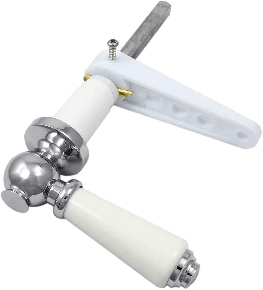 Traditional Ceramic Cistern Lever Handle Chrome/White : Amazon.co.uk ...