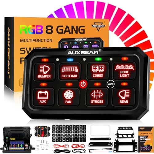 Amazon.com: Auxbeam RGB Bluetooth 8 Gang Switch Panel AR-820 Toggle ...