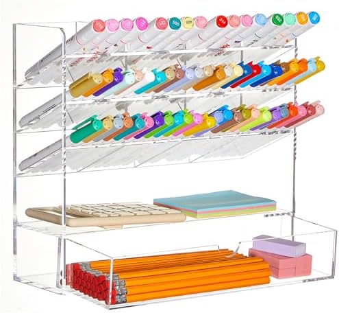 Amazon.com: Toyoget Acrylic Pen Holder, Clear Marker Pen Organizer with ...