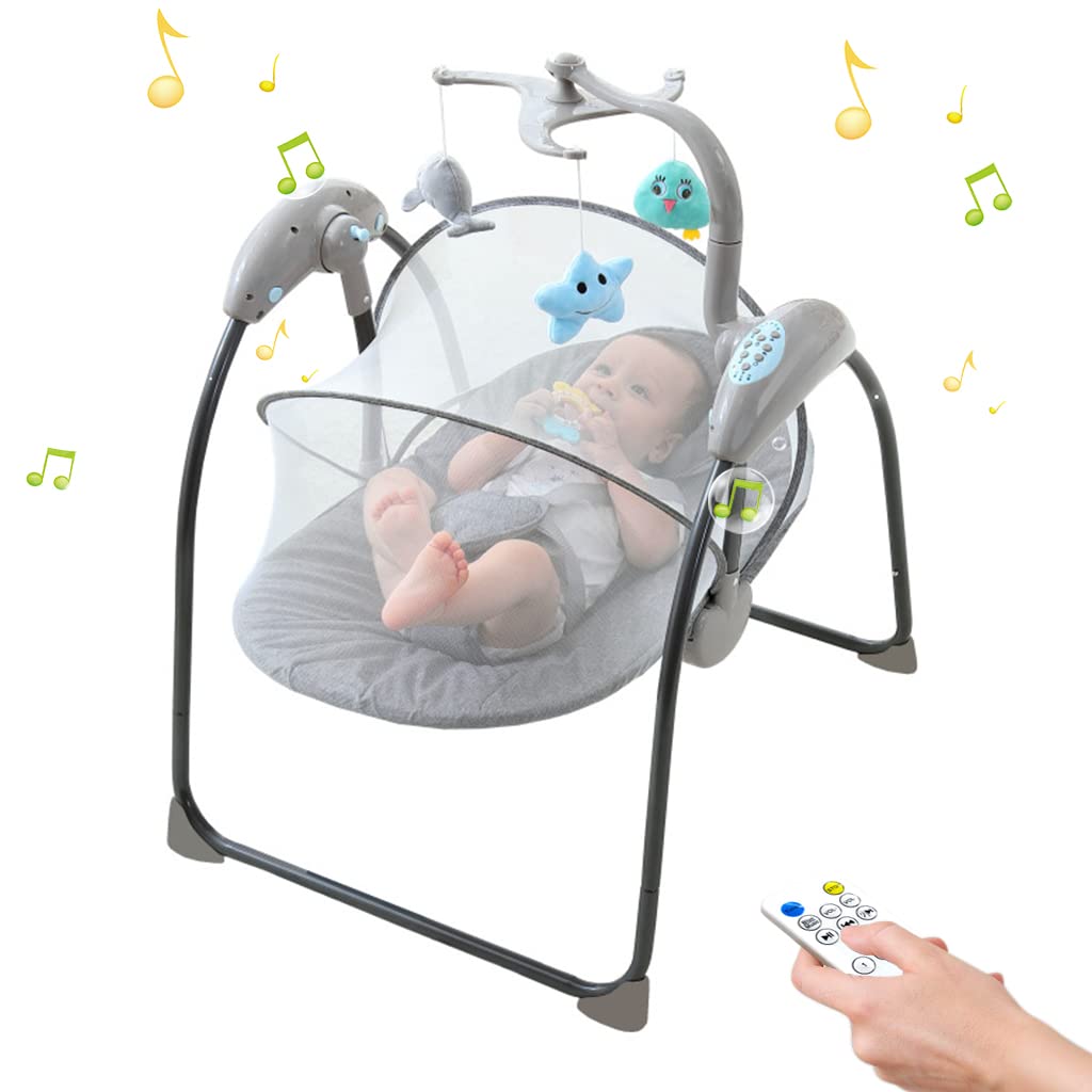 SNOWIE SOFT® Folding Baby Electric Swing Cradle Remote Electric Cradle ...