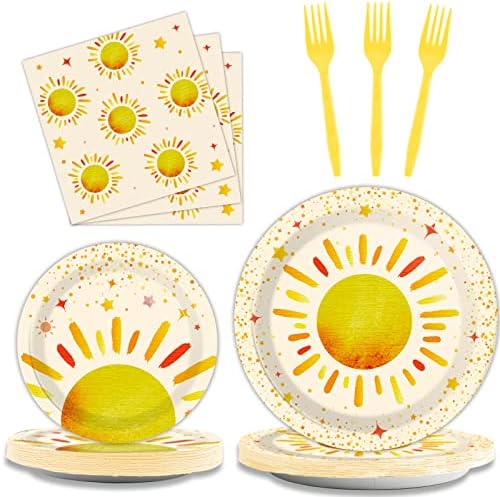 Amazon.com: 48 PCS Boho Sun First Trip Around The Sun Plates 7" for ...