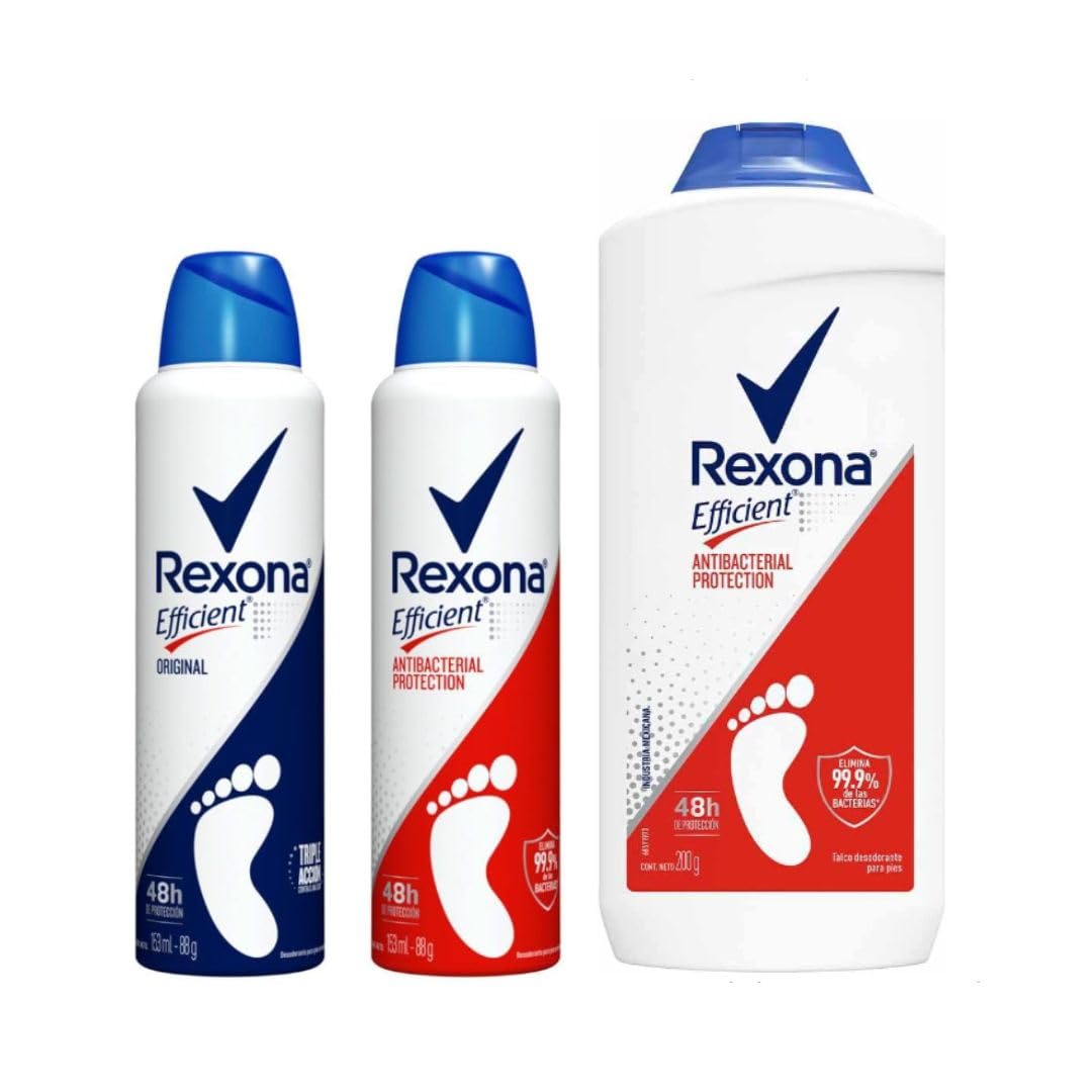 Kit 2 Desodorantes en Aerosol Rexona y + 1 Talco para pies vs el mal ...
