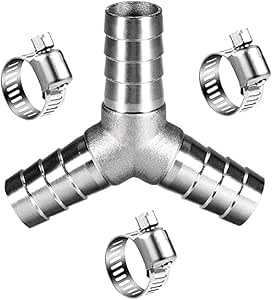 Amazon.com: ANPTGHT 1" Hose Barb Fitting Equal Barbed Y Shaped 3 Way Wye Stainless Steel Tubing ...