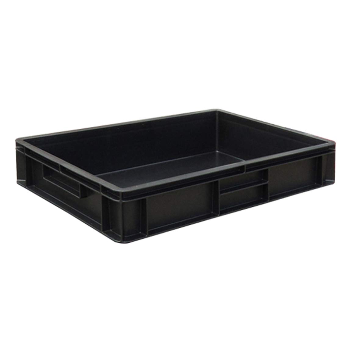 Pack of 2 - Black 60 x 40 x 12 cm Recycled Plastic Euro Stackable ...