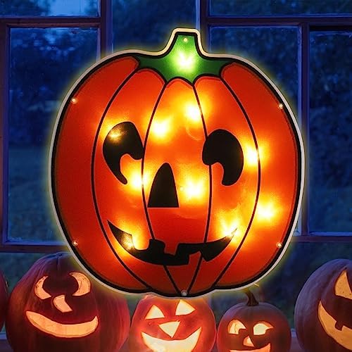 Amazon.com : Roseeyo Lighted Halloween Window Decorations, 14" Light up ...