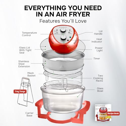 Big Boss 16Qt Large Air Fryer Oven – Large Halogen Oven Cooker with 50 ...