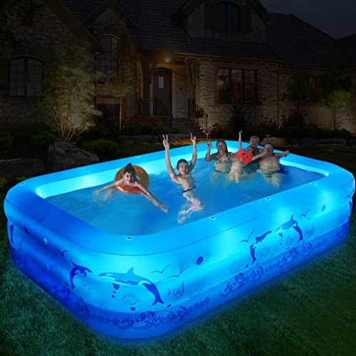 LanPool Inflatable Pool with Lights,Family Inflatable Swimming Pool for ...