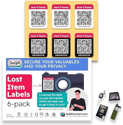 Amazon.com : Gems Lost & Found Labels - Prevent Lost Items - QR Code Sticker with Contact Info ...
