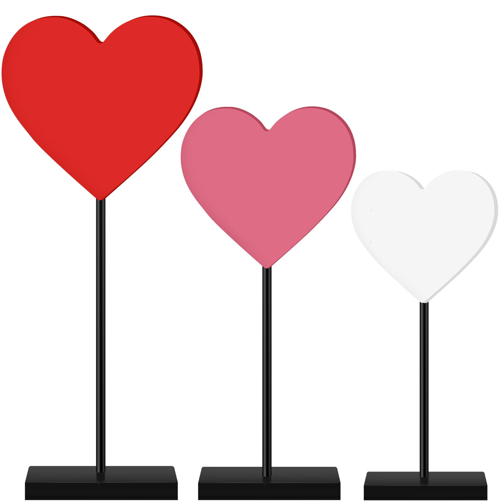 Amazon.com: Spiareal 3 Pcs Valentine's Day Heart Wooden Sign Heart ...