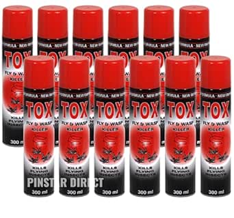 12 Pack TOX FLY & WASP Killer Insecticide Fast Acting Aerosol Spray ...