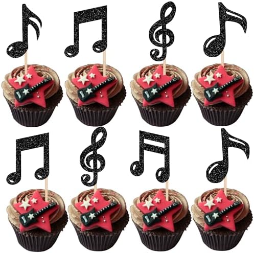 Amazon.com: 36 PCS Music Notes Cupcake Toppers Glitter Musical Symbol ...
