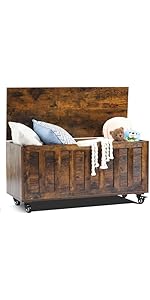 Amazon.com: Storage Chest, 39.4'' Wooden Storage Bench with 4 Wheels ...