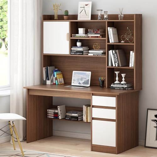 Amazon.com: SUZEPER Wooden Computer Desk with Bookshelf and Hutch ...