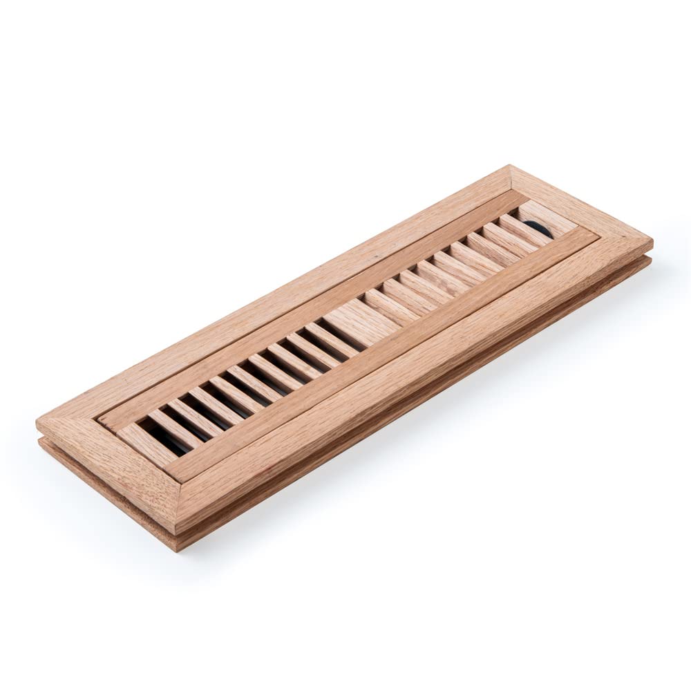 White Oak Hardwood Flush Mount Floor Register, 2X12 Inch, with Damper ...