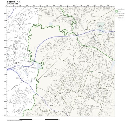 Amazon.com : ZIP Code Wall Map of Fairfield, NJ ZIP Code Map Laminated ...