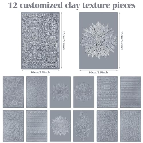 12pcs Polymer Clay Texture Sheets Set, Works with Polymer Clay Cutter ...