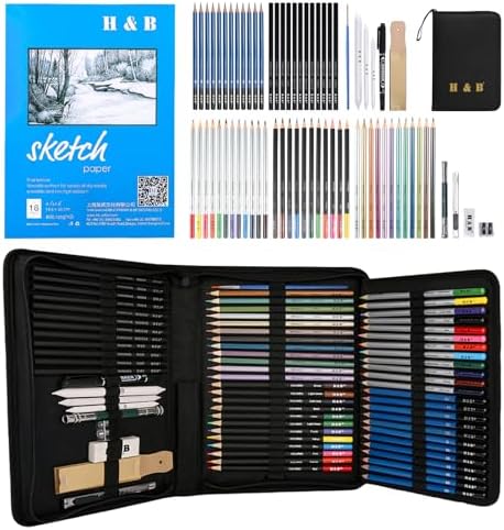 Amazon.com : Prina 50 Pack Drawing Set Sketch Kit, Sketching Supplies ...