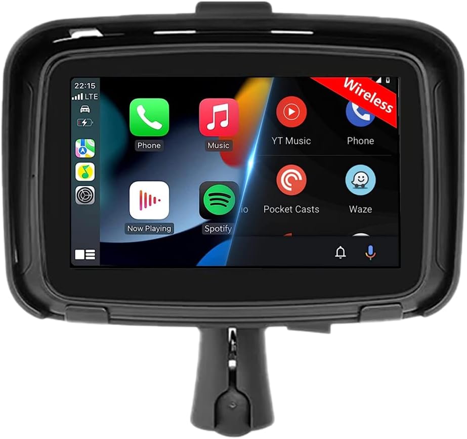Monitor per Moto Portatile Compatibile con Wireless Apple Carplay e ...