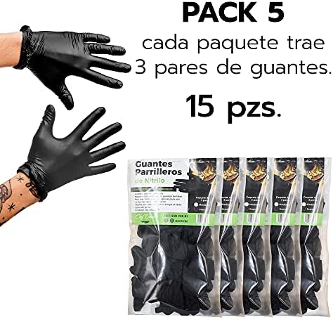 CHEF DEMO - Guantes de Nitrilo Parrilleros - 15 Pares de Guantes para ...