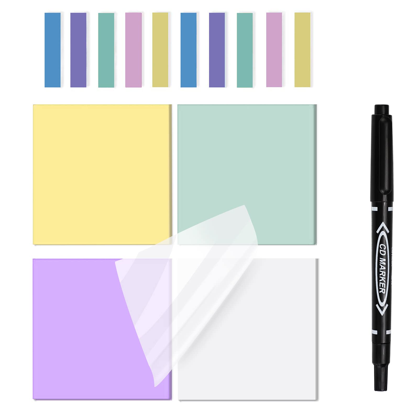 Amazon.com : 400 Sheets Transparent Sticky Notes, 3x3 inch Clear Sticky ...