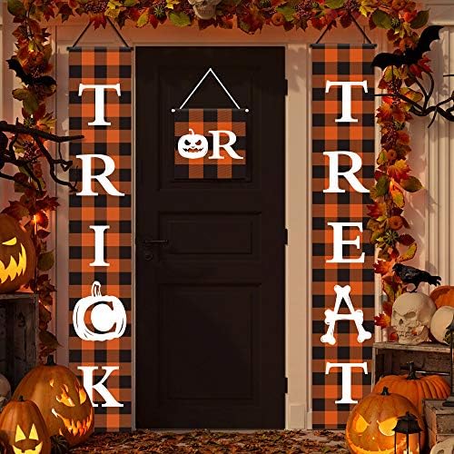 Amazon.com: Halloween Banner Trick or Treat Banners Halloween Check ...