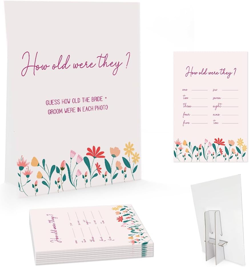 Amazon.com: UHADRE Floral Spring How Old were The Bride and Groom Game ...