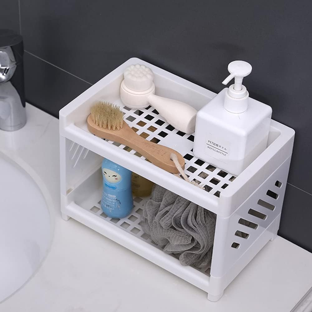 Amazon.com: hegsymum 2-Tier Small Bathroom Organizer Countertop, White ...