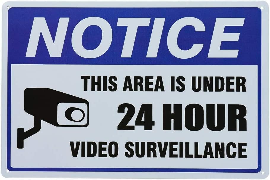 Amazon.com: Security Camera Warning Sign-Notice This Area Is Under 24 ...