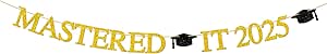 Amazon.com: Mastered It 2025 Banner, Congrats Master, Glittery MBA 2025 ...
