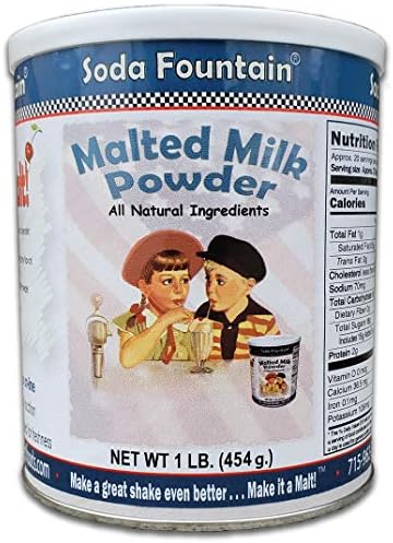 Amazon.com : Soda Fountain Malted Milk Powder 1 lb. Canister - Malt ...