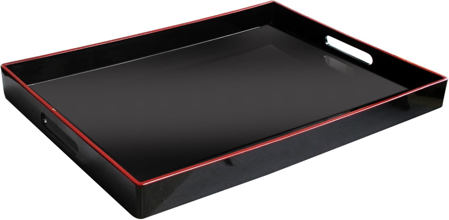 Snapklik.com : American Atelier Red Rim Rectangle Serving Tray