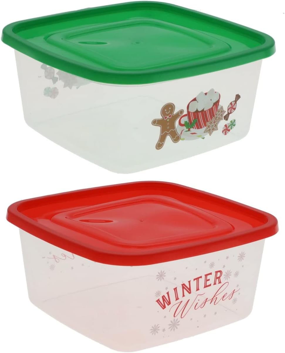 Amazon.com: CGT Christmas Plastic Food Storage Containers with Lids ...