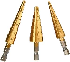 Amazon.com : 3Pcs Step Drill Bits HSS Reamer Bit Hole Cutter for Wood ...