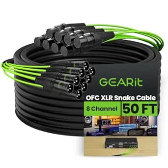 GearIT 8-Channel XLR Snake Cable (50 ft) - 100% Oxygen-Free Copper ...